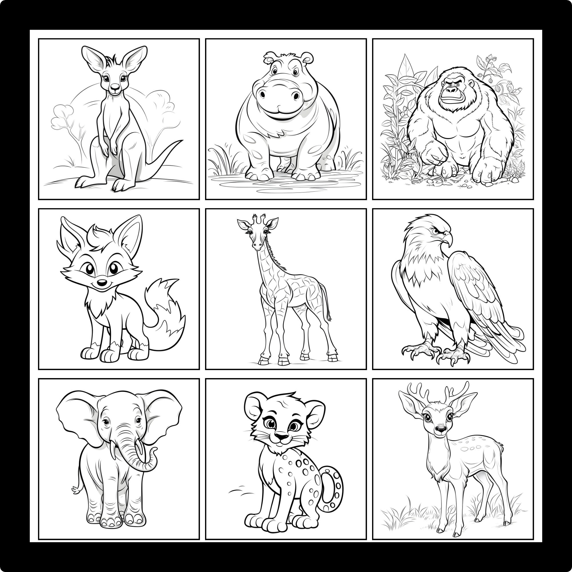 Wild Animals Coloring Book: 20 Kids' Printable Pages (digital Download ...