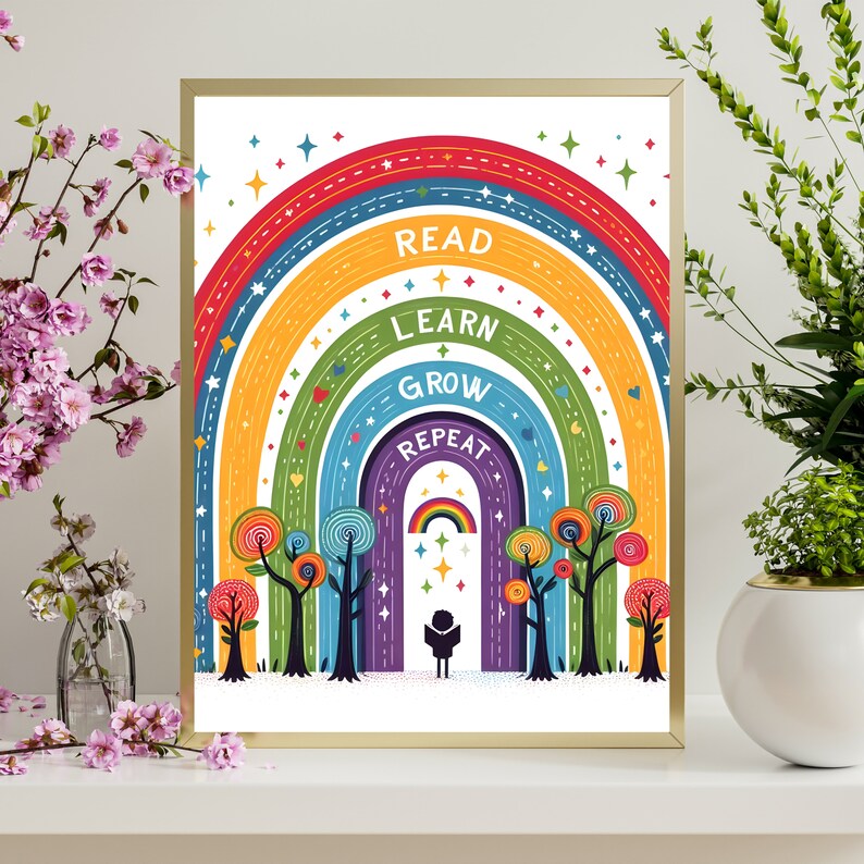 Read Learn Grow Boho Classroom Decor, Feelings Chart Printable Nursery ...