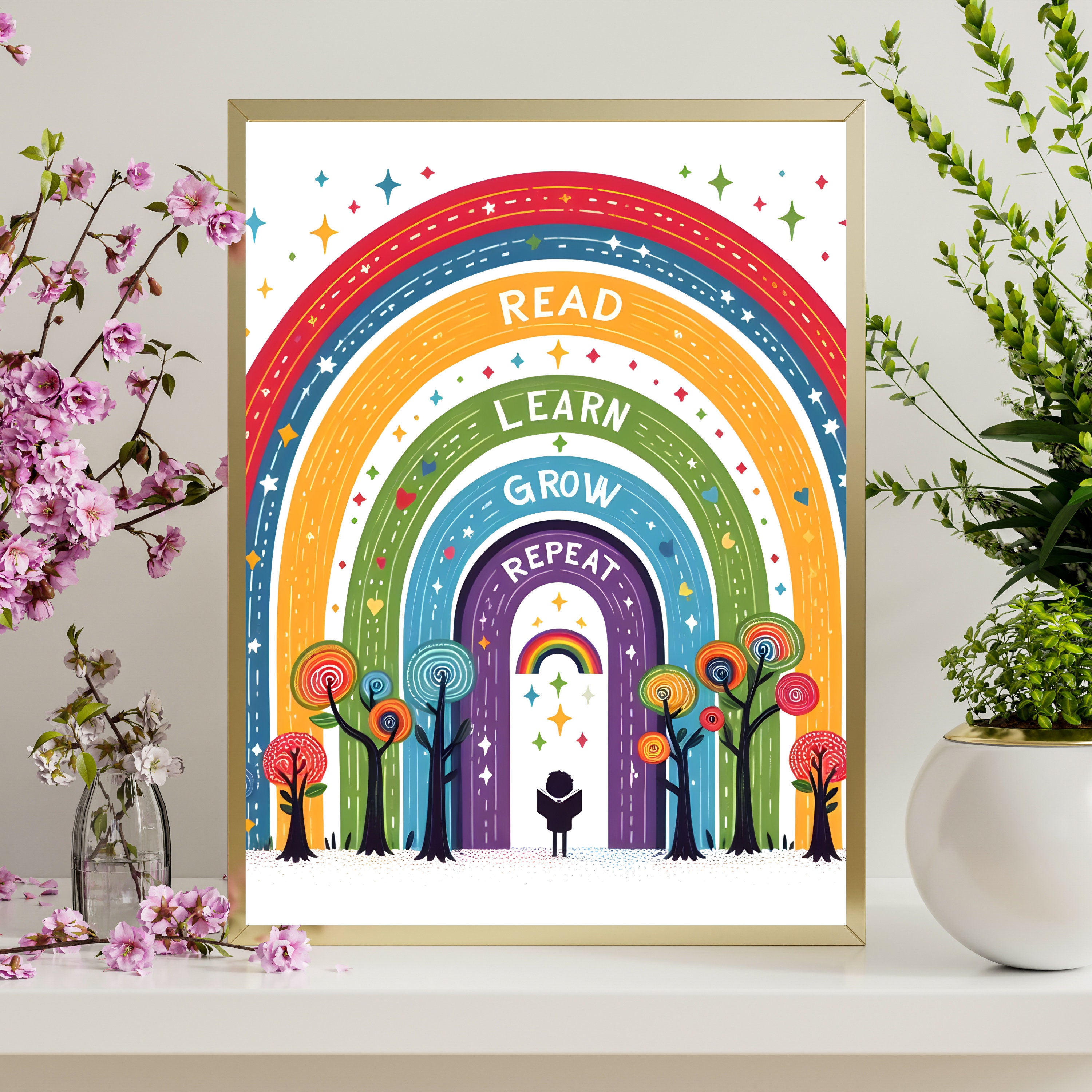 Read Learn Grow Boho Classroom Decor, Feelings Chart Printable Nursery ...