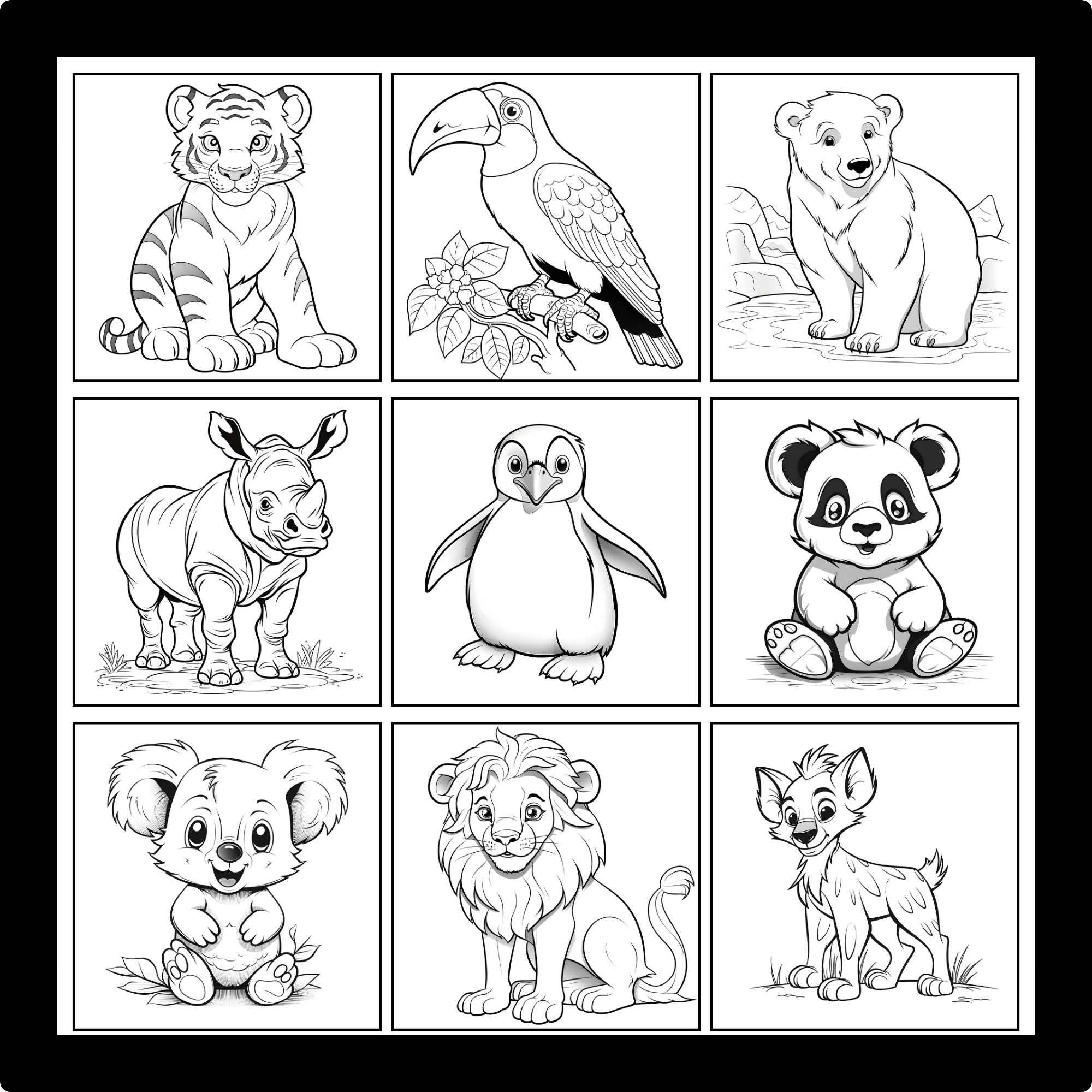 Wild Animals Coloring Book: 20 Kids' Printable Pages (digital Download ...