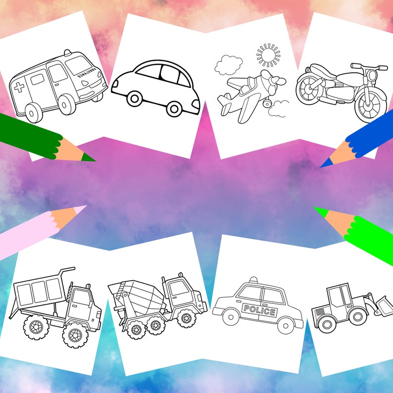 25 Transport Coloring Pages for Toddler, Printable Digital Prints ...
