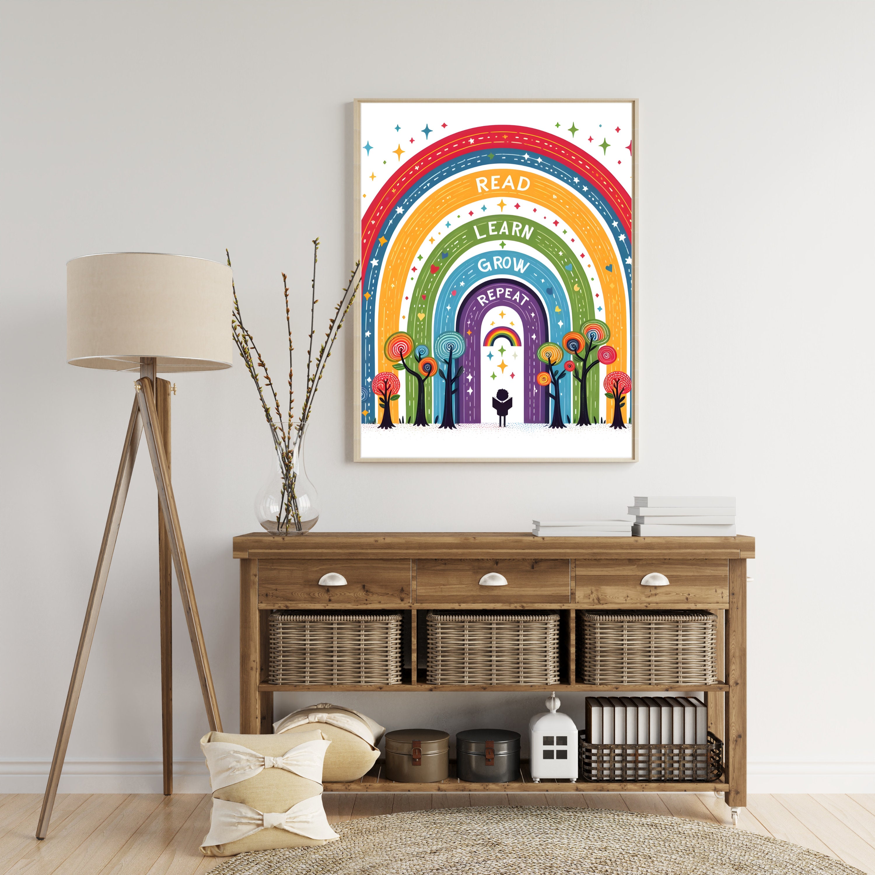 Read Learn Grow Boho Classroom Decor, Feelings Chart Printable Nursery ...