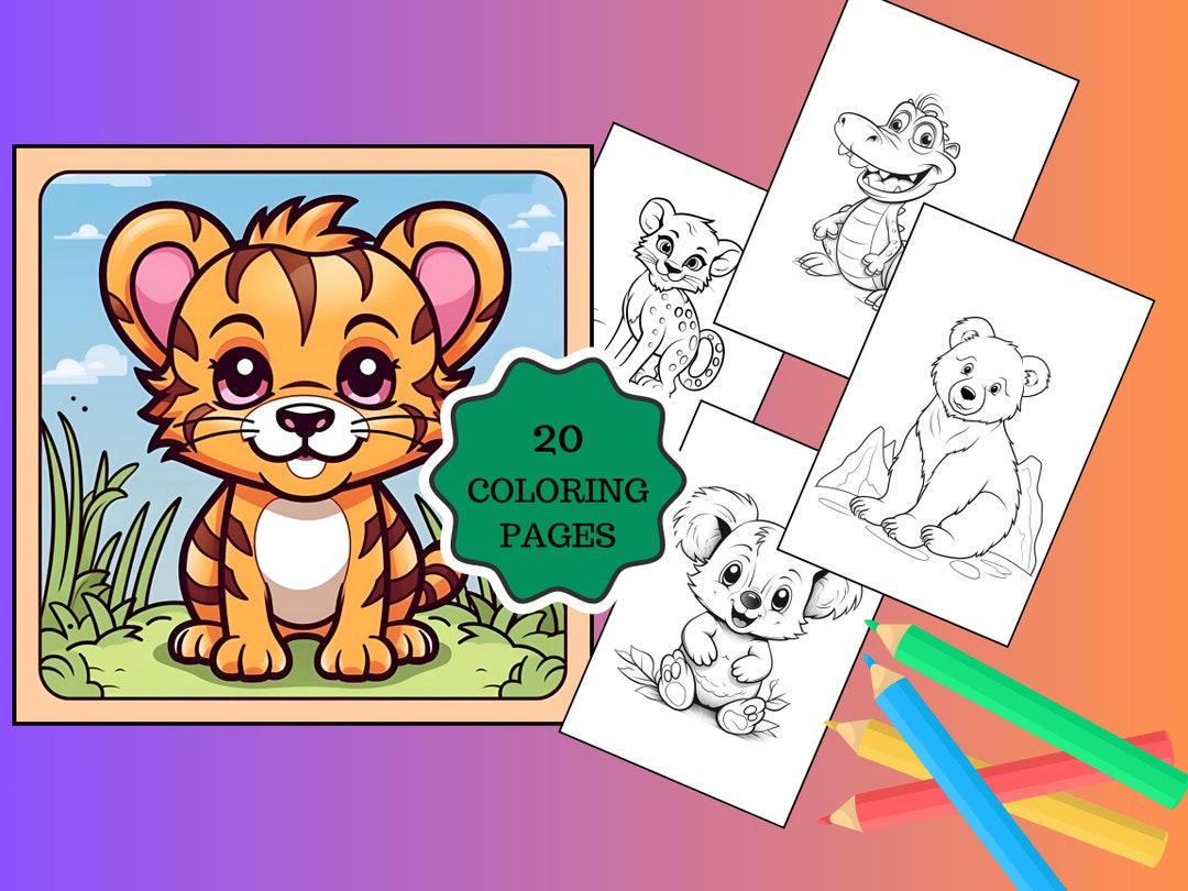 Wild Animals Coloring Book: 20 Kids' Printable Pages (digital Download ...