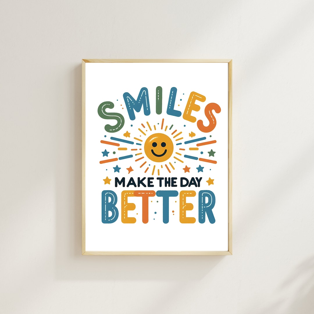 Smiles Make Day Better Poster: Boho Classroom Decor (digital Download ...