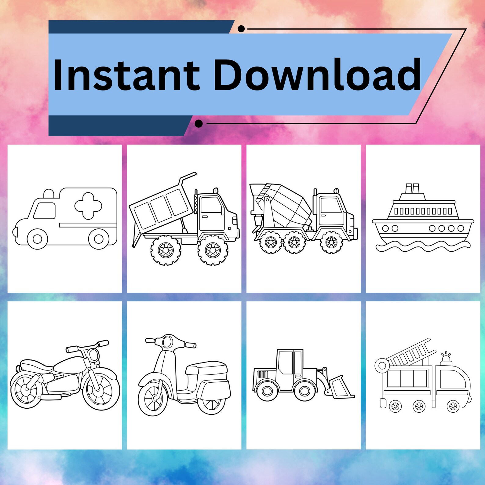 25 Transport Coloring Pages for Toddler, Printable Digital Prints ...