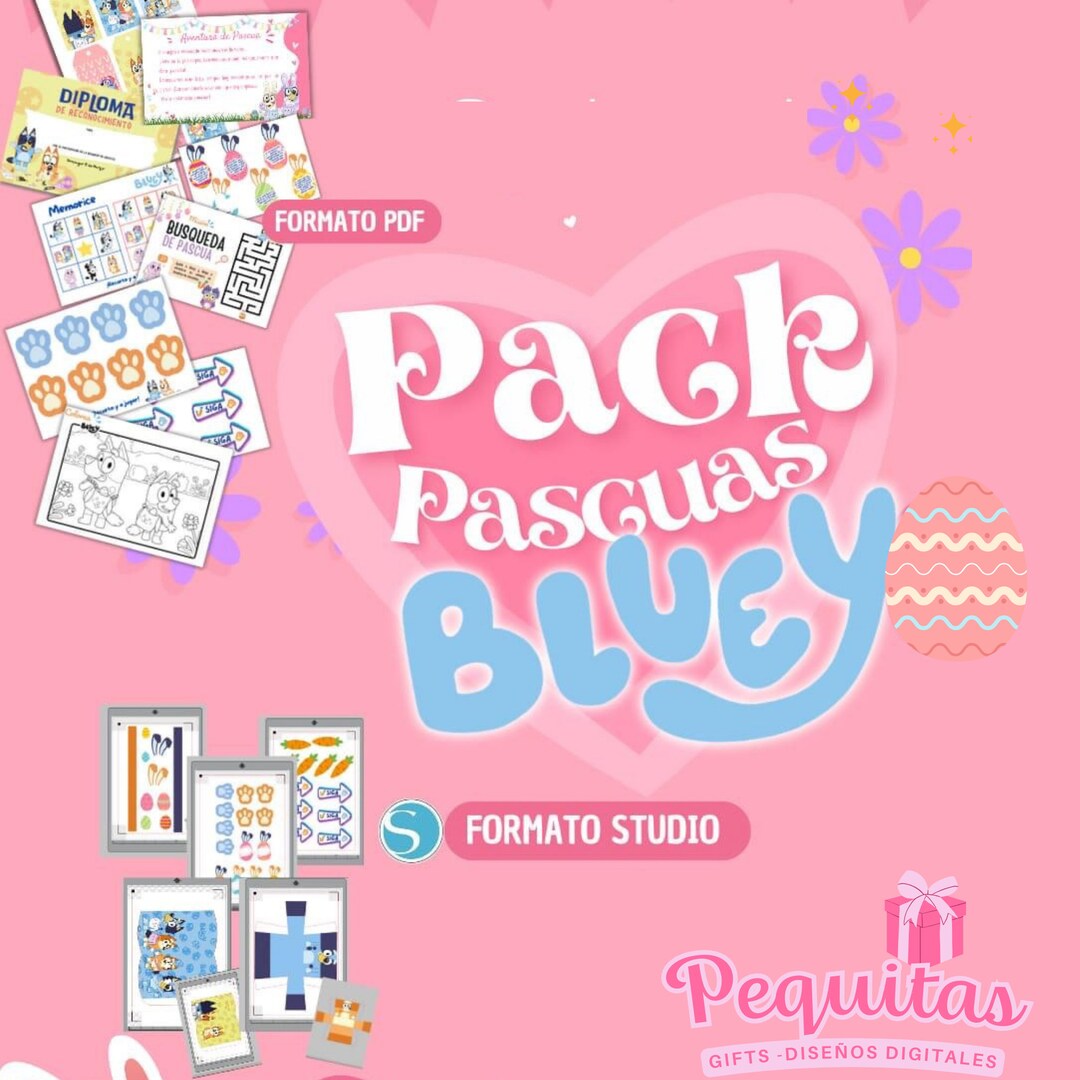 Set de Pascuas BLUEY Español búsqueda de huevitos, canastos, diplomas ...