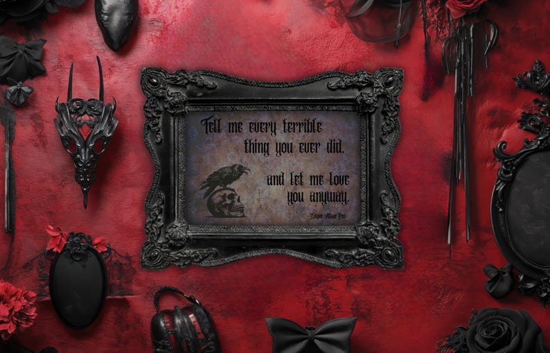 Gothic Inspired Poster, Rolled Art Print, Edgar Allen Poe Quote Wall ...