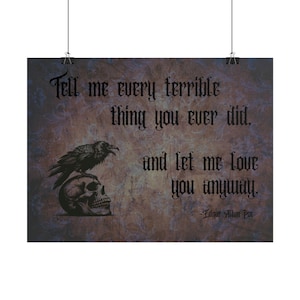 Gothic Inspired Poster, Rolled Art Print, Edgar Allen Poe Quote Wall ...