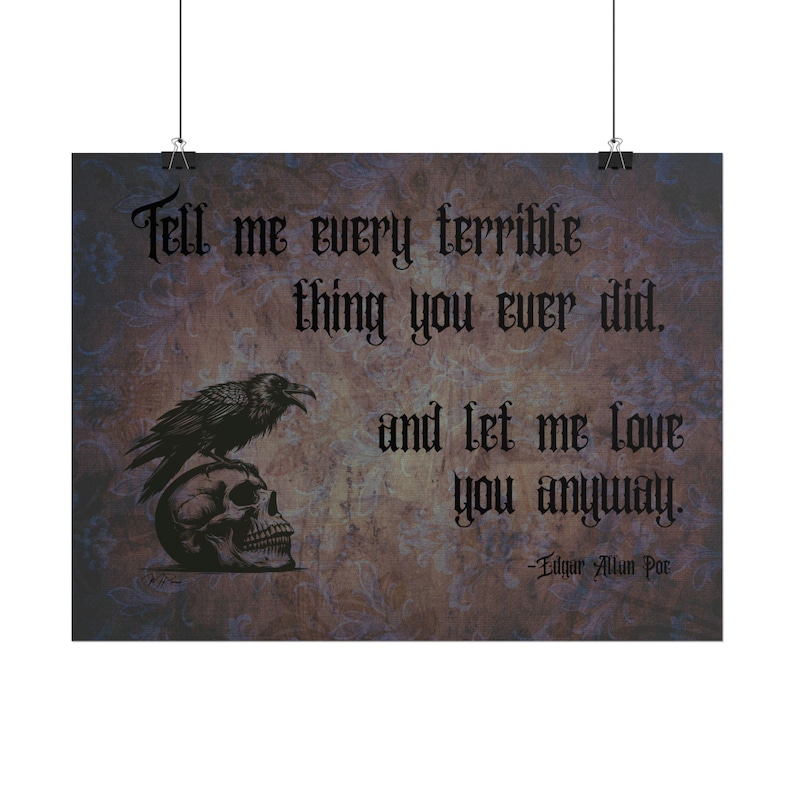 Gothic Inspired Poster, Rolled Art Print, Edgar Allen Poe Quote Wall ...