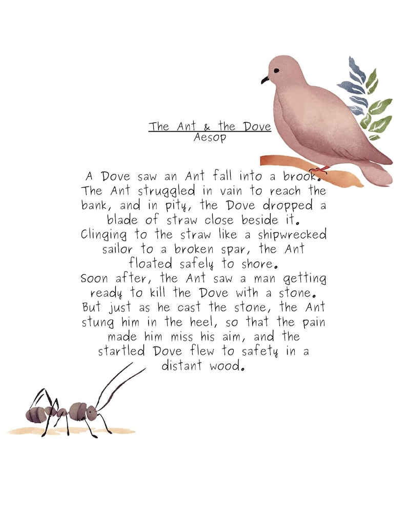 Aesop's Fables Watercolor Print Set, Nursery & Classroom Decor (digital ...