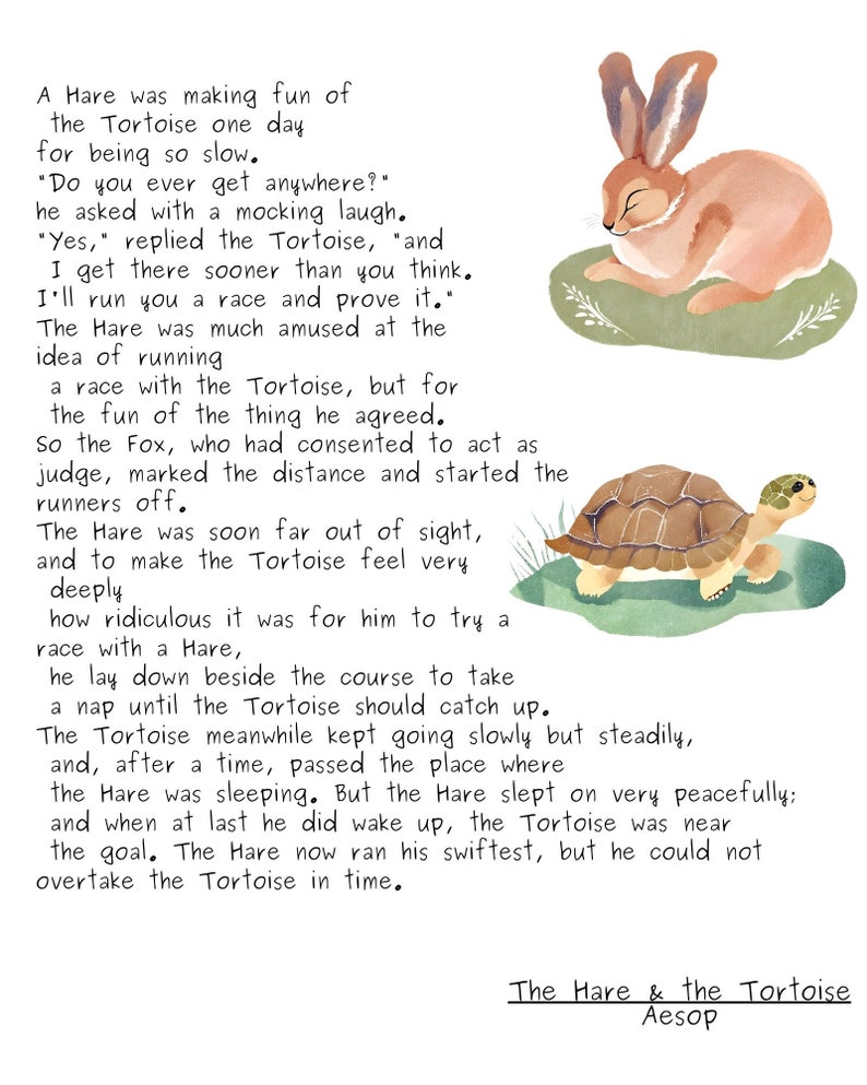 Set of 6 Aesop's Fables With Watercolor Illustrated Tales; Printable ...