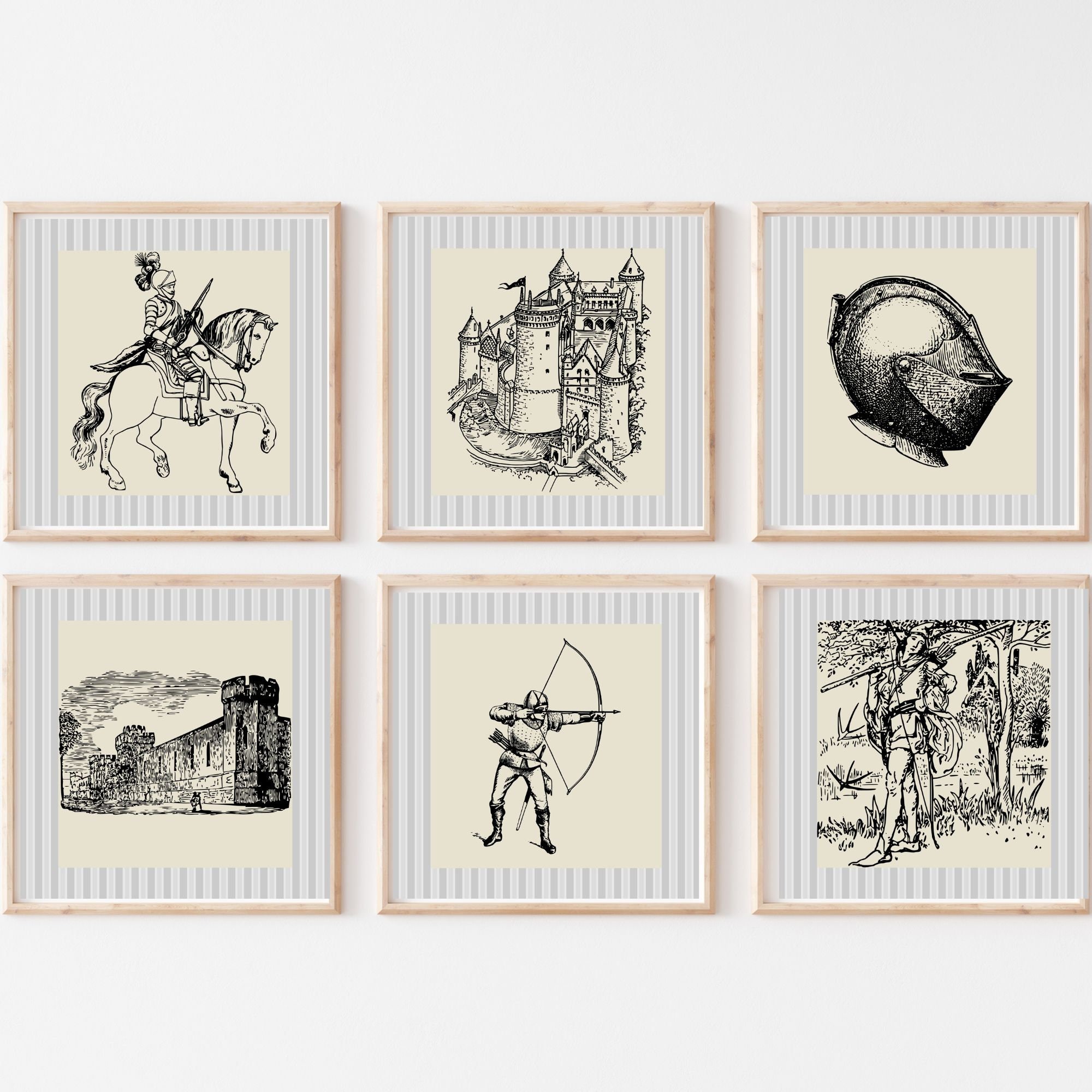 Robin Hood Set of 6 Digital Download, Knight Boy Room Print Set, Knight ...