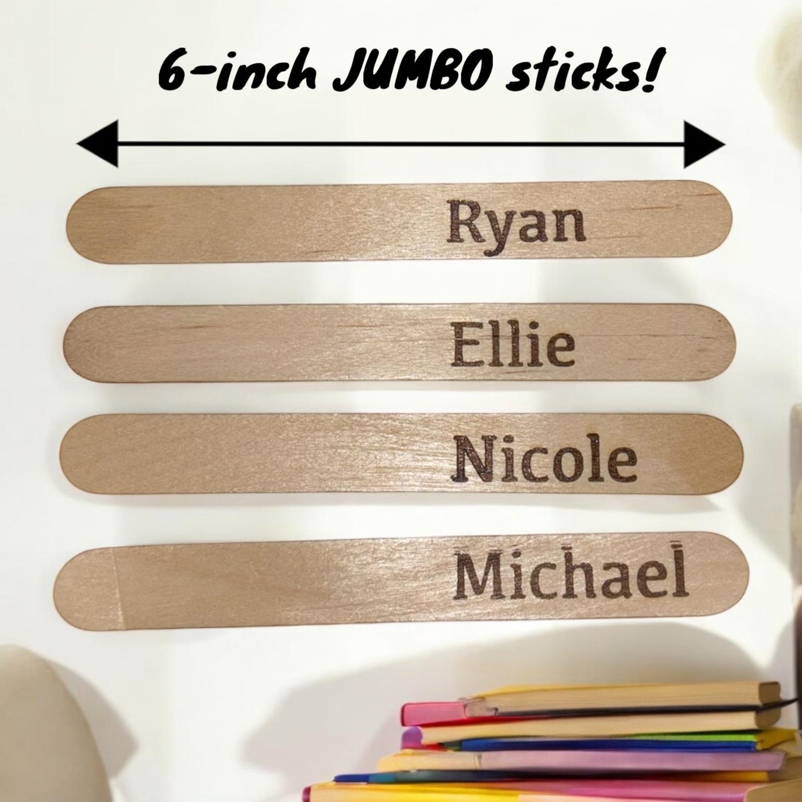 Custom Name JUMBO Wooden Sticks! Great for Teachers, Church Primary ...