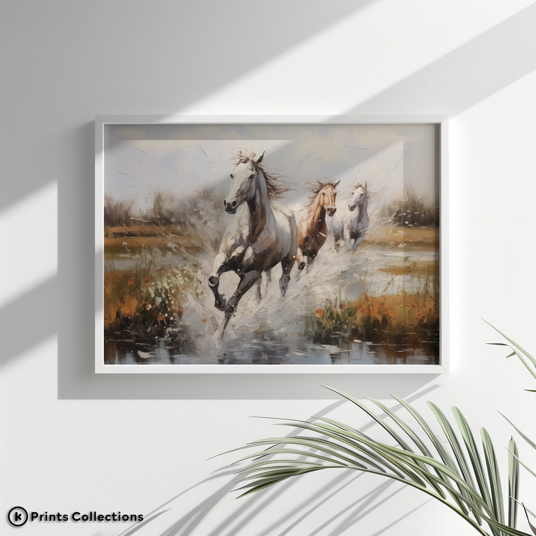 Horse Stampede | Handcrafted Abstract Wall Art | Country Scene Print ...