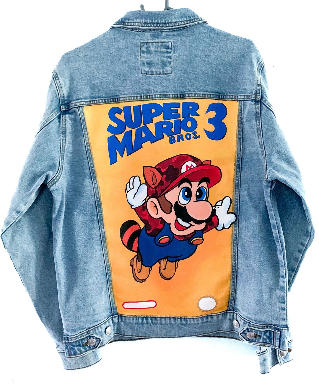 Super Mario Custom Hand Painted Denim Jacket - Etsy