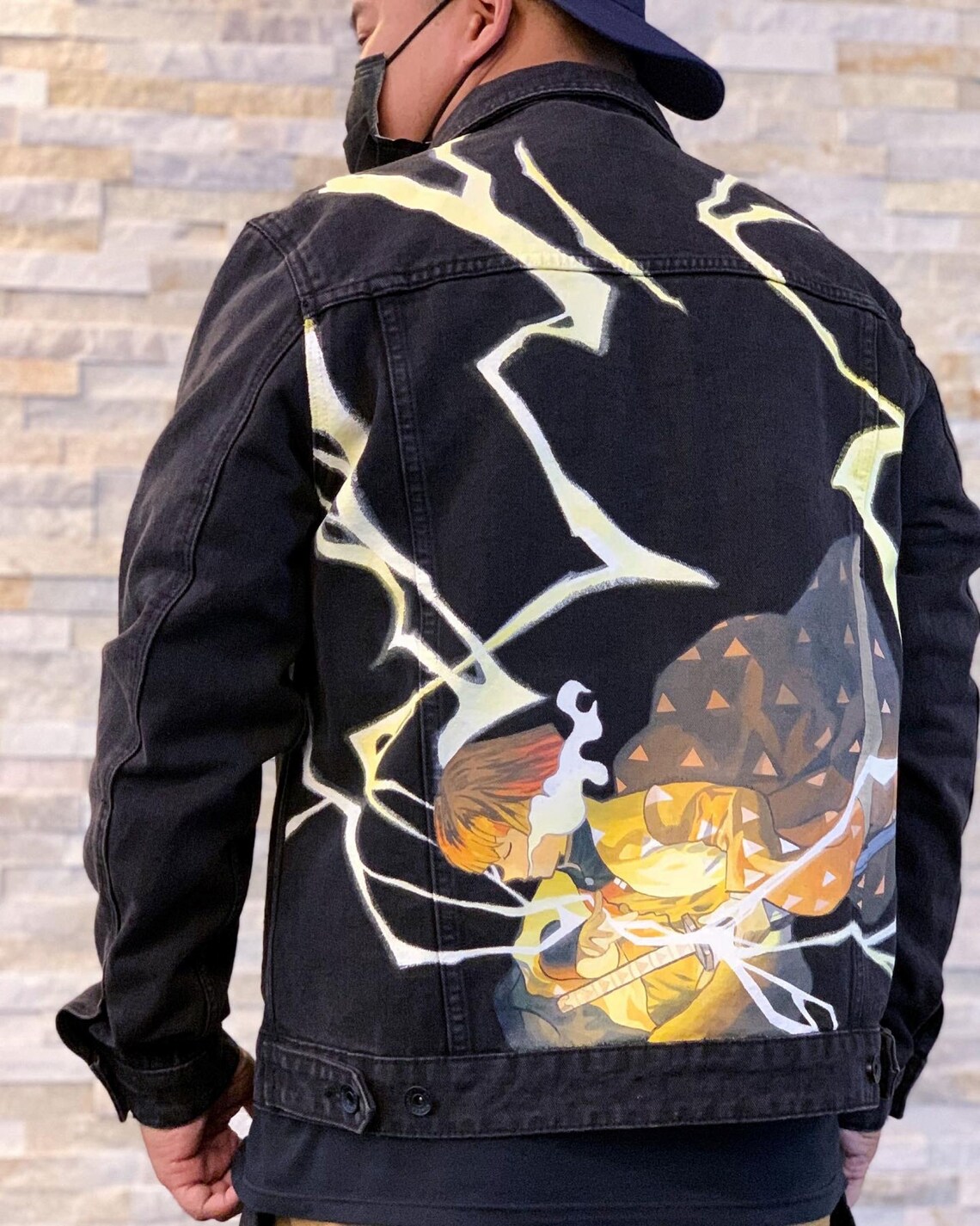 Demon Slayer Zenitsu Custom Hand Painted Denim Jacket - Etsy