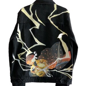 Demon Slayer Zenitsu Custom Hand Painted Denim Jacket - Etsy