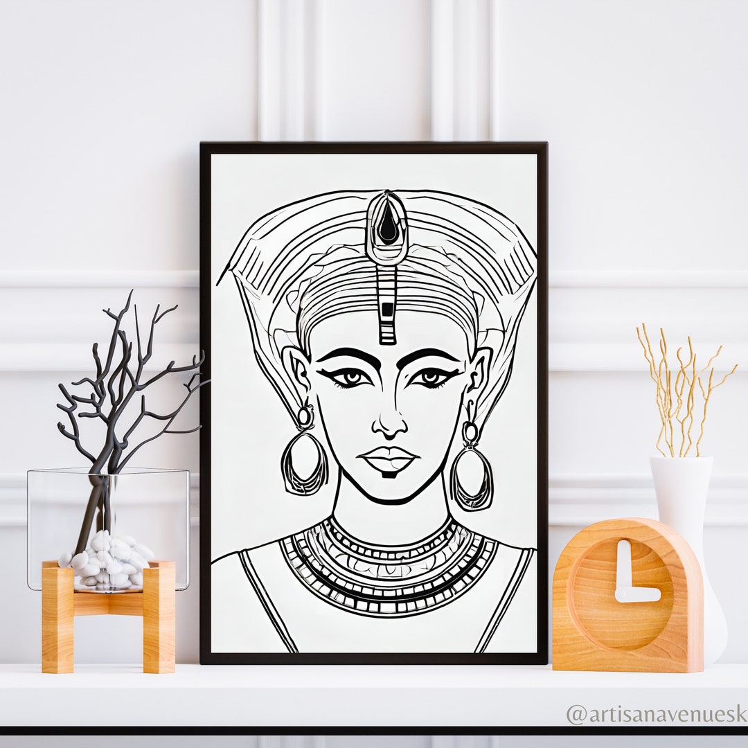 Egyptian Woman Line Art, Minimalist Traditional Egyptian Illustration ...