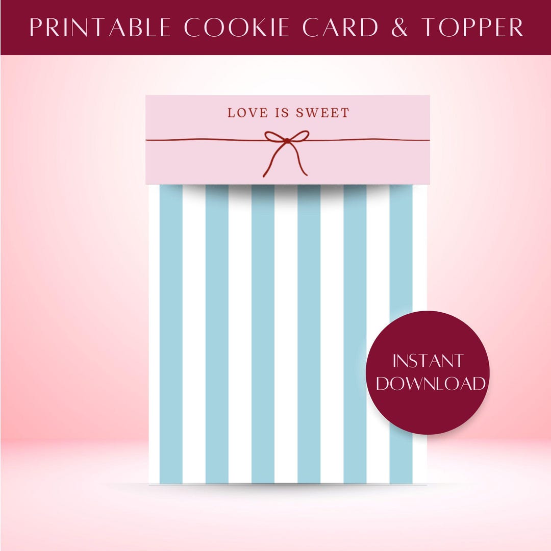 Printable Valentine Cookie Card Packaging Digital Download | 127mm X ...