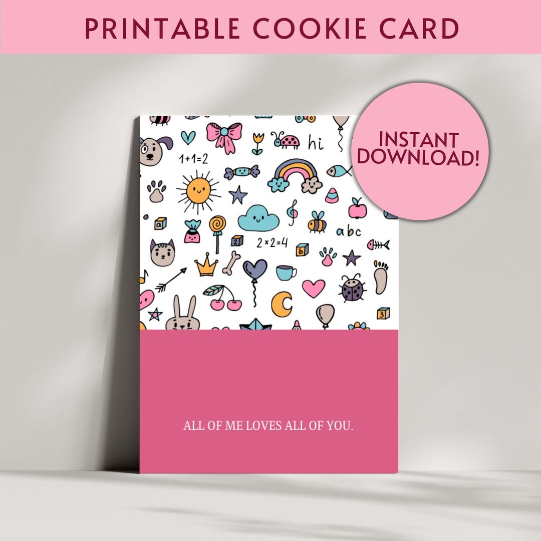 Printable Kids Valentine Cookie Backing Card | Kids Cookie Card ...