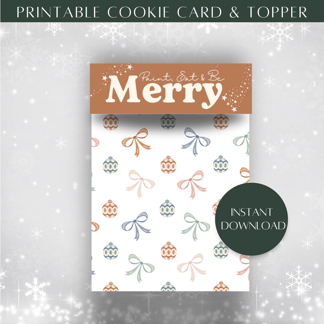 PYO Christmas Cookie Card Topper Christmas Cookie Packaging Digital ...
