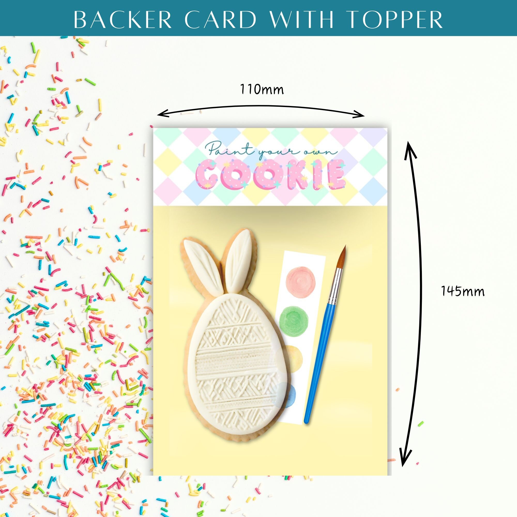 Paint Your Own Cookie Printable Cookie Card Backer Cookie Bag Topper ...