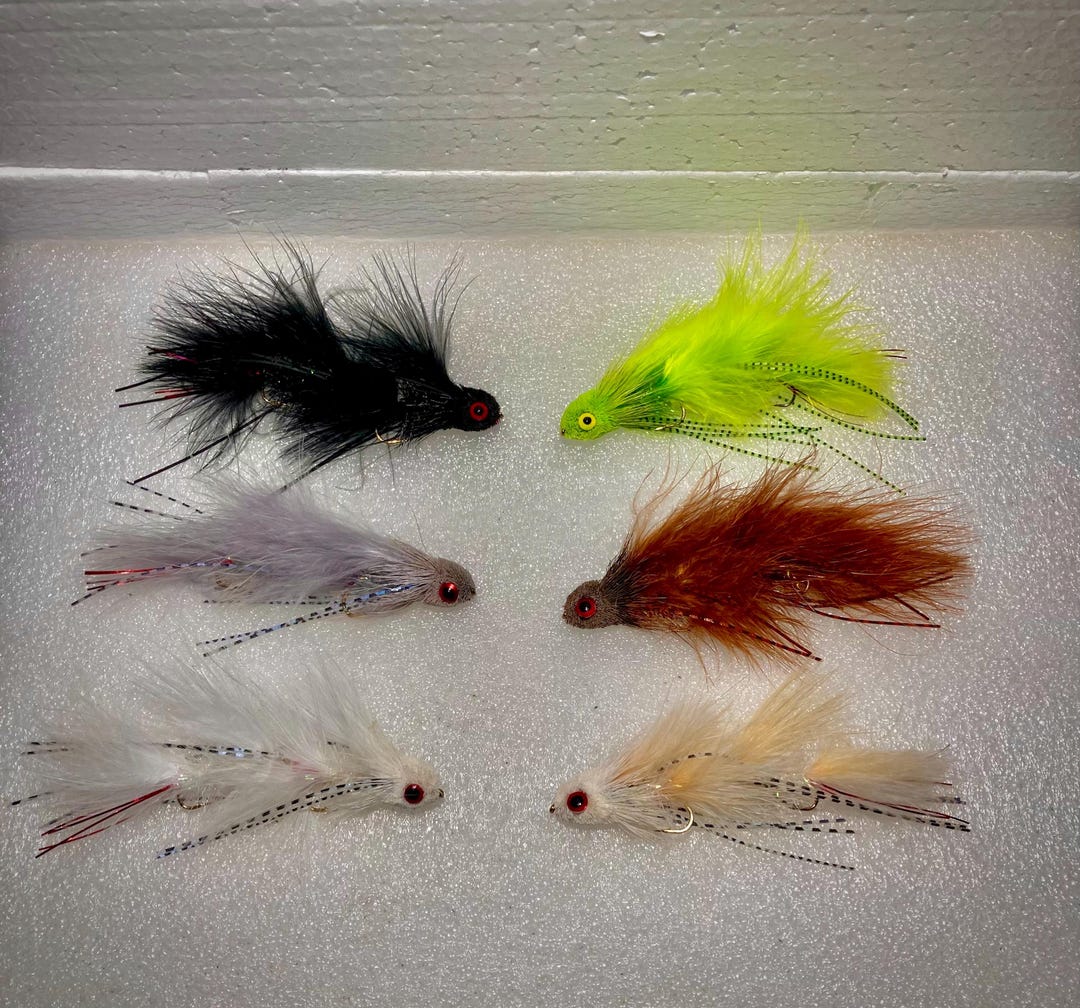 6 Assorted Articulated X-dungeon Streamers Size 4 Productive Fly ...