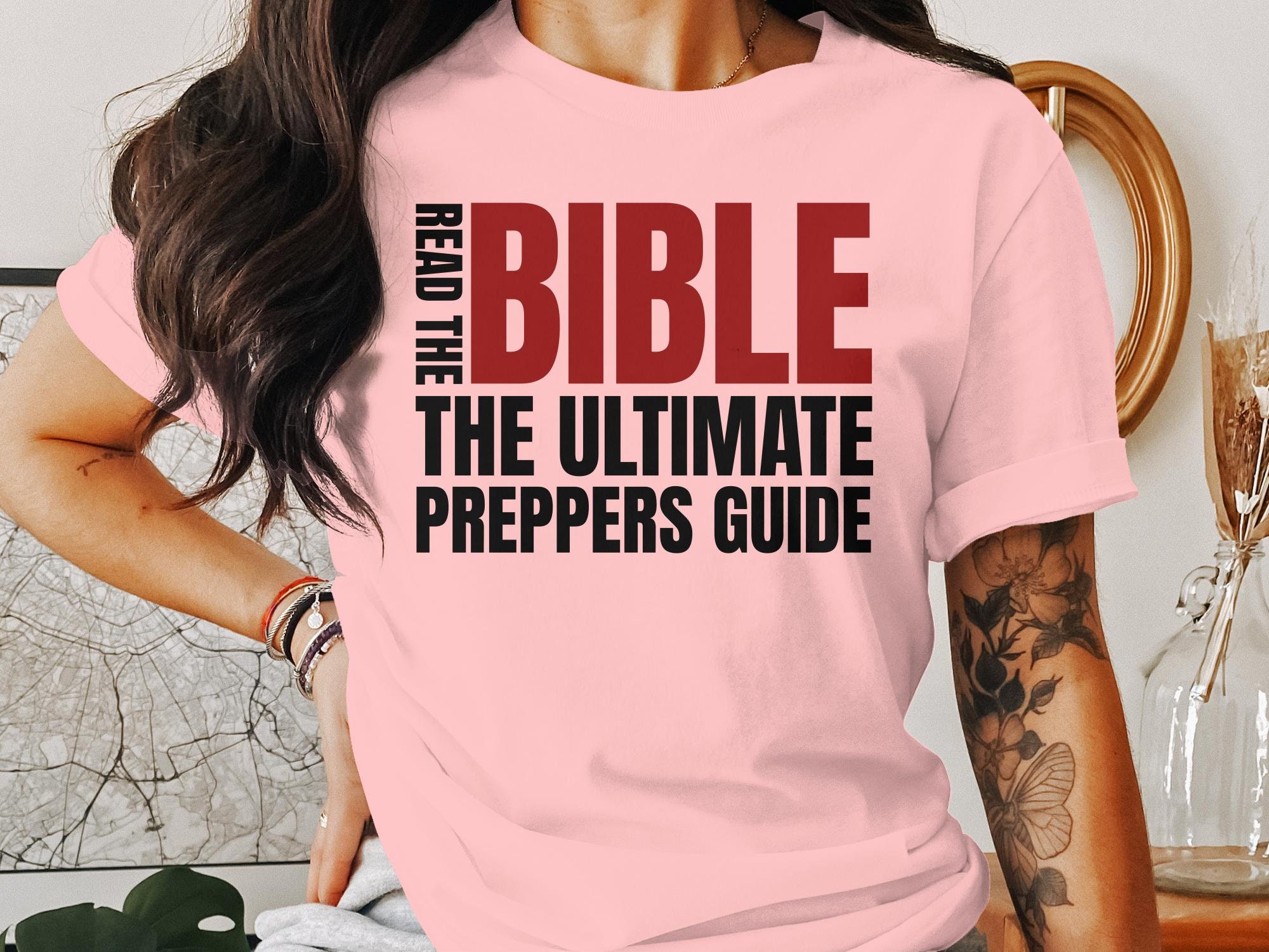 Christian T-shirt Read the Bible Ultimate Preppers Guide, Faith Shirt ...