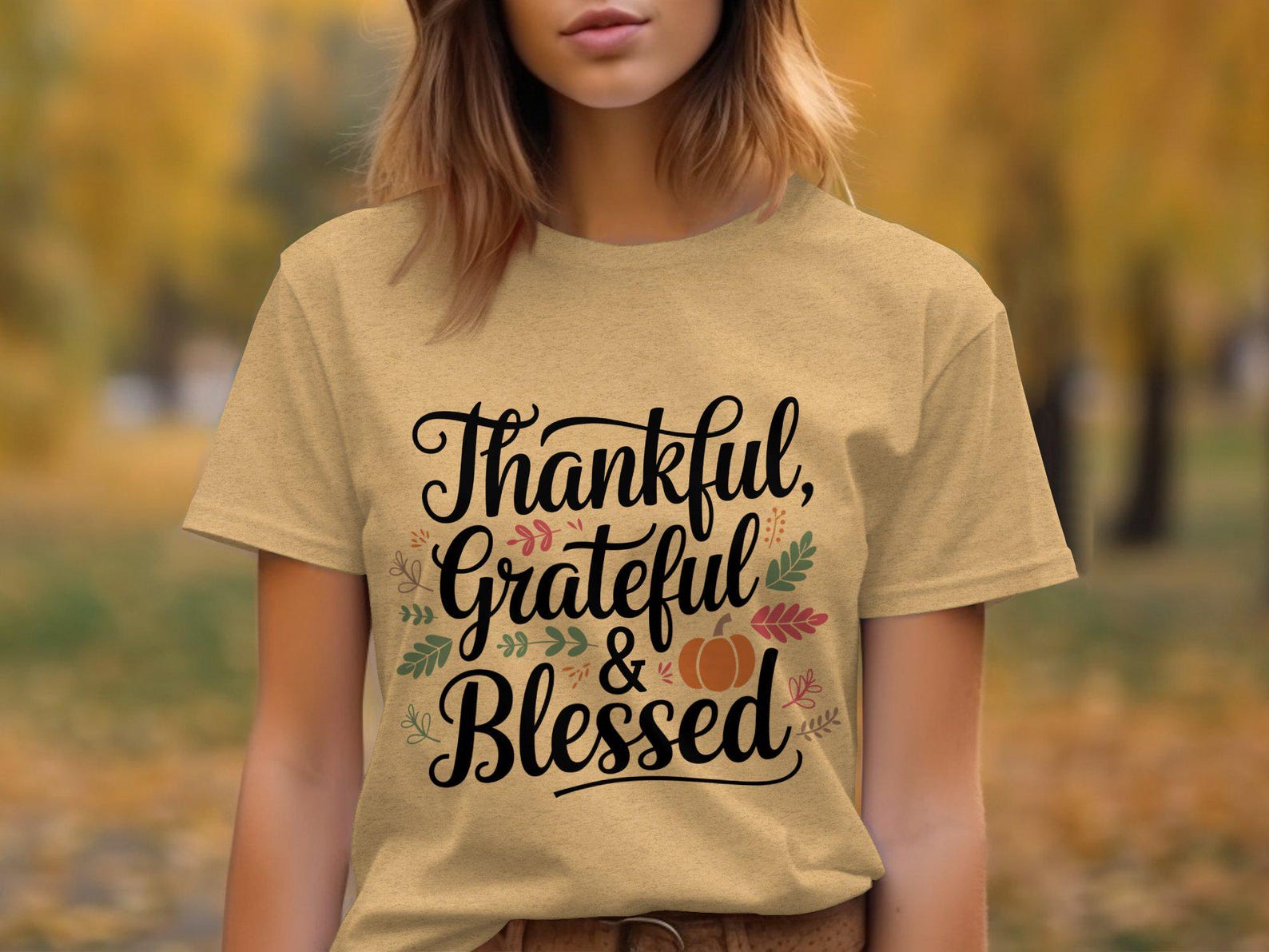 Thankful Grateful Blessed Digital Art Download - Fall Pumpkin Design ...