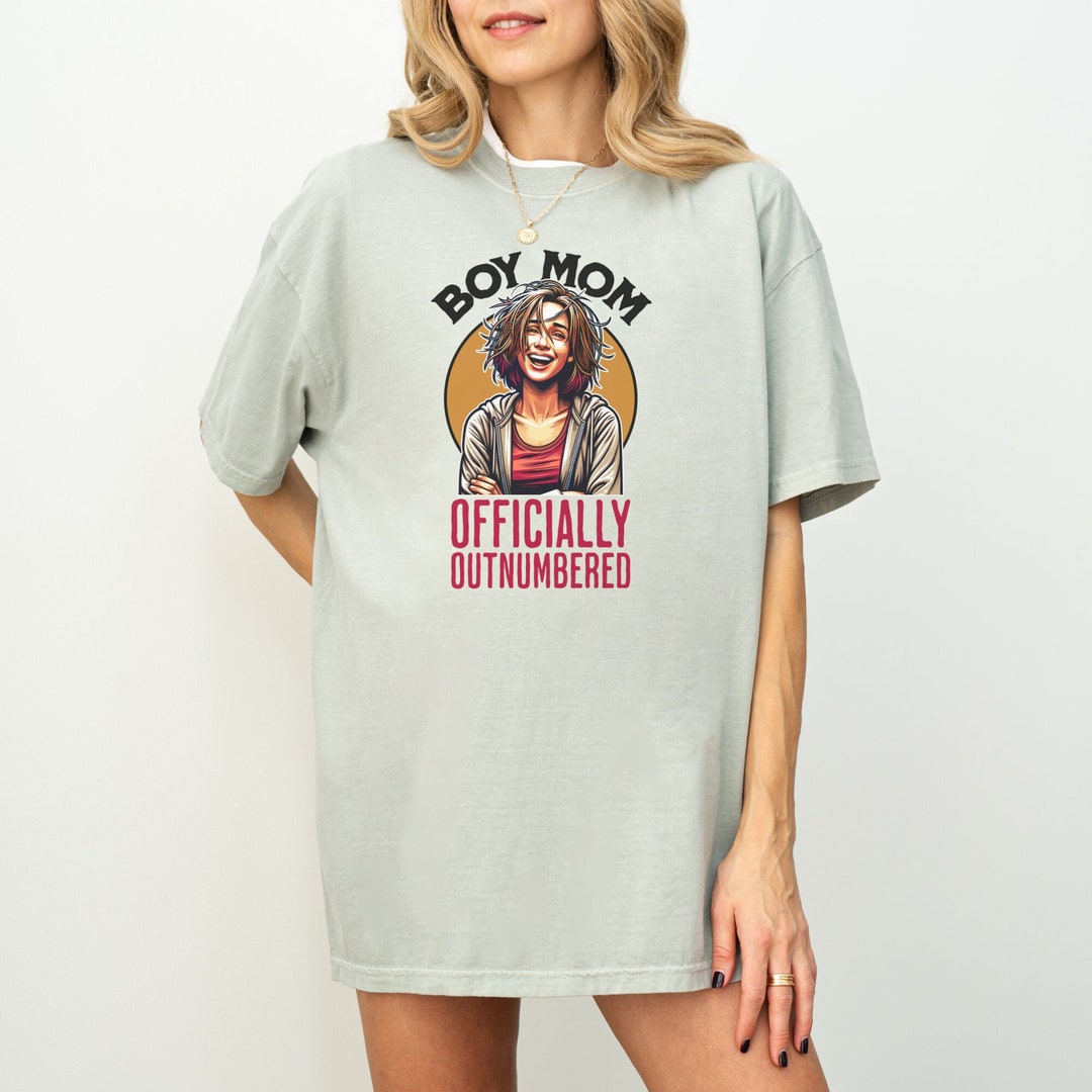 Boy Mom T-shirt, Officially Outnumbered, Funny Mom Tee, Motherhood ...