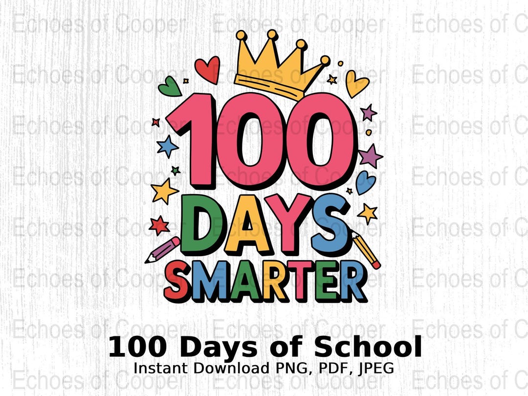 100 Days Smarter Digital Art Gift for Students Download for Wall Art ...