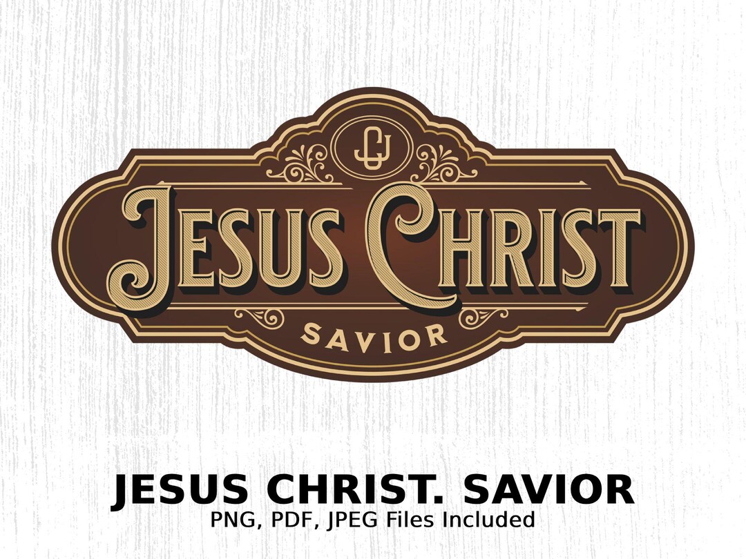 Jesus Christ Savior Vintage Badge Digital Art for Wall Decor Stickers ...