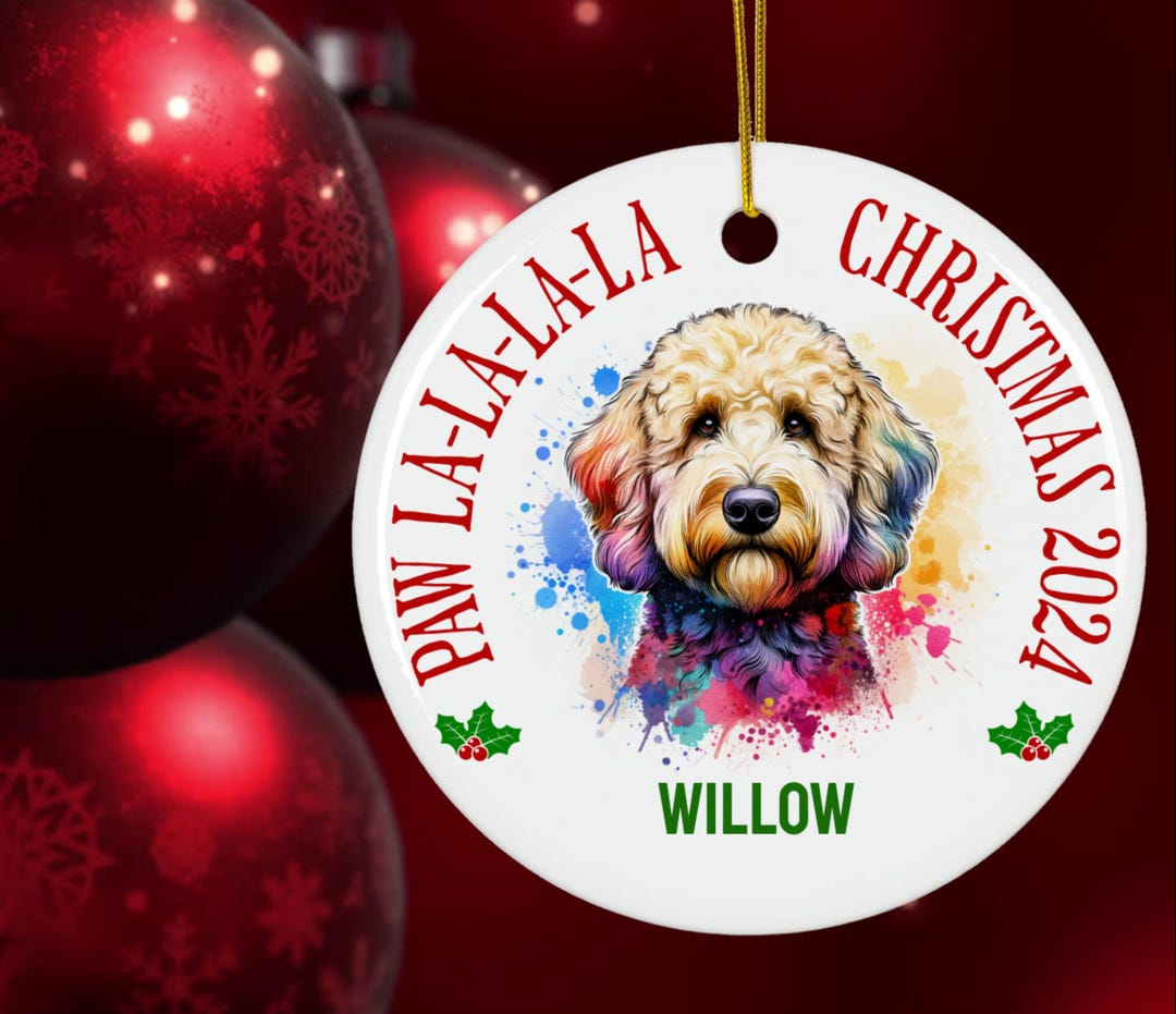 Personalized Labradoodle Christmas Ornament 2024 Custom Dog Portrait ...