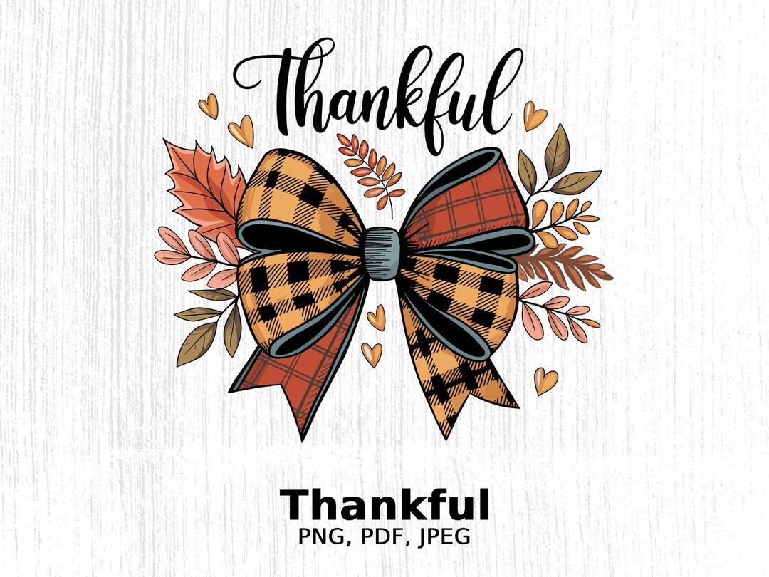 Thankful Fall Bow Digital Art Download - Autumn Plaid Design for Wall ...