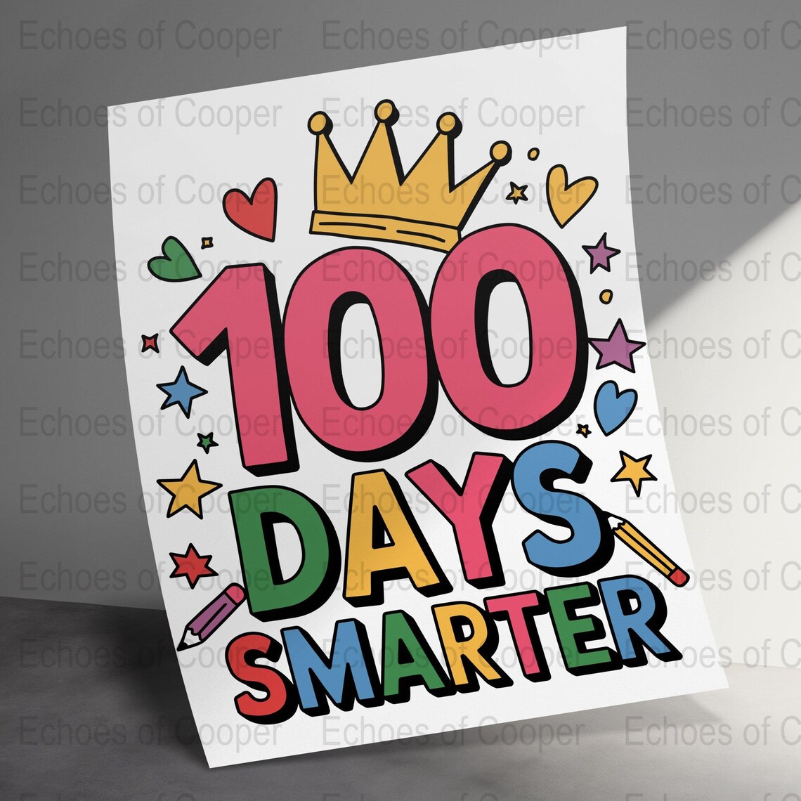 100 Days Smarter Digital Art Gift for Students Download for Wall Art ...