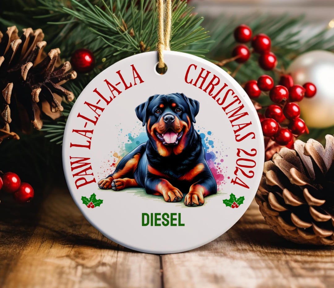 Personalized Rottweiler Christmas Ornament 2024 Custom Dog Portrait ...