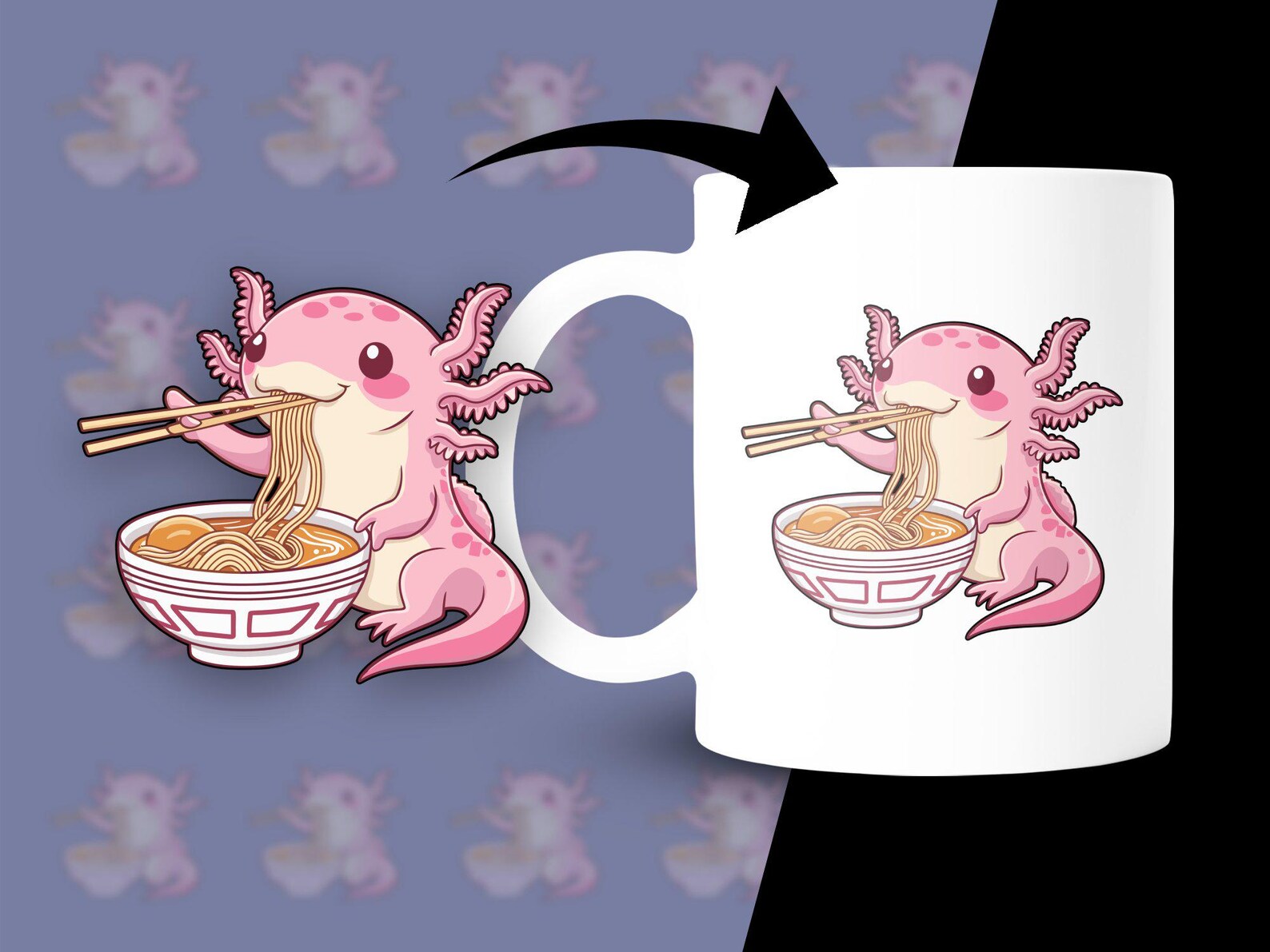Cute Axolotl Eating Ramen Digital Art for Wall Art Clothing Stickers ...