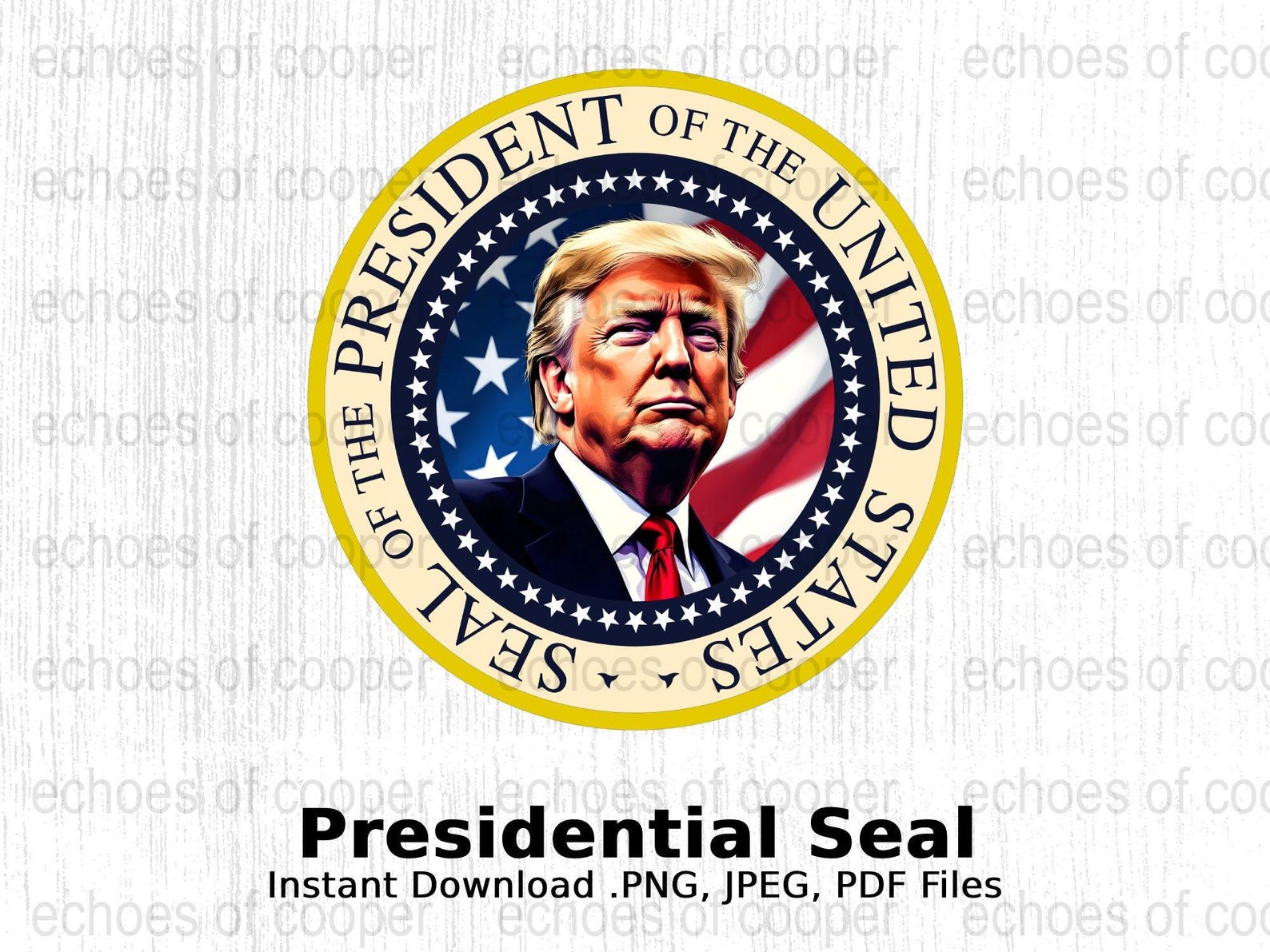 Donald Trump, Presidential Seal Digital Art, Patriotic USA President ...