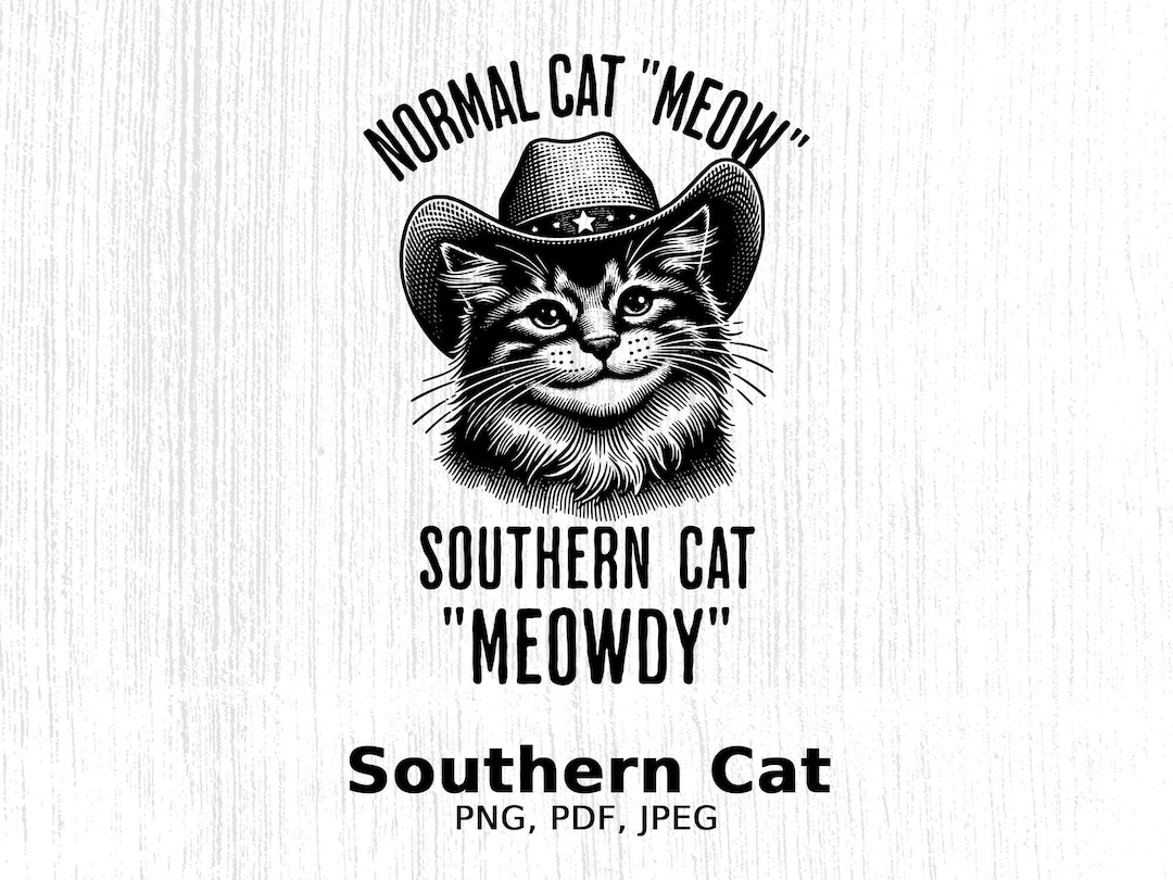 Funny Southern Cat Vs Normal Cat Digital Art - Humorous Design for Wall ...