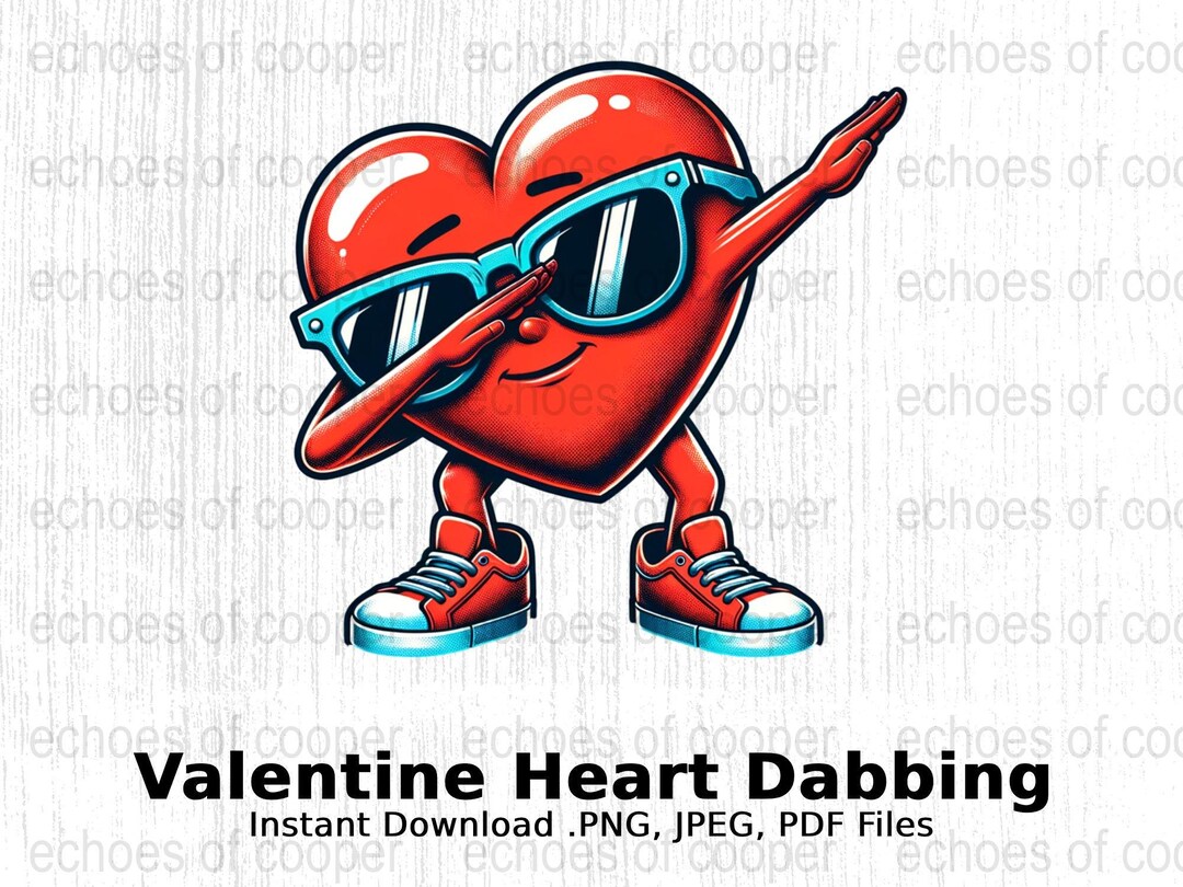 Cool Dabbing Heart Digital Art, Fun Valentine Design for Apparel, Mugs ...