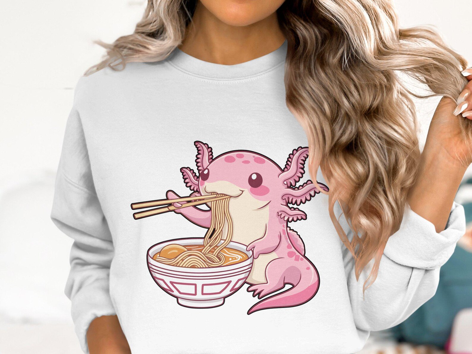 Cute Axolotl Eating Ramen Digital Art for Wall Art Clothing Stickers ...