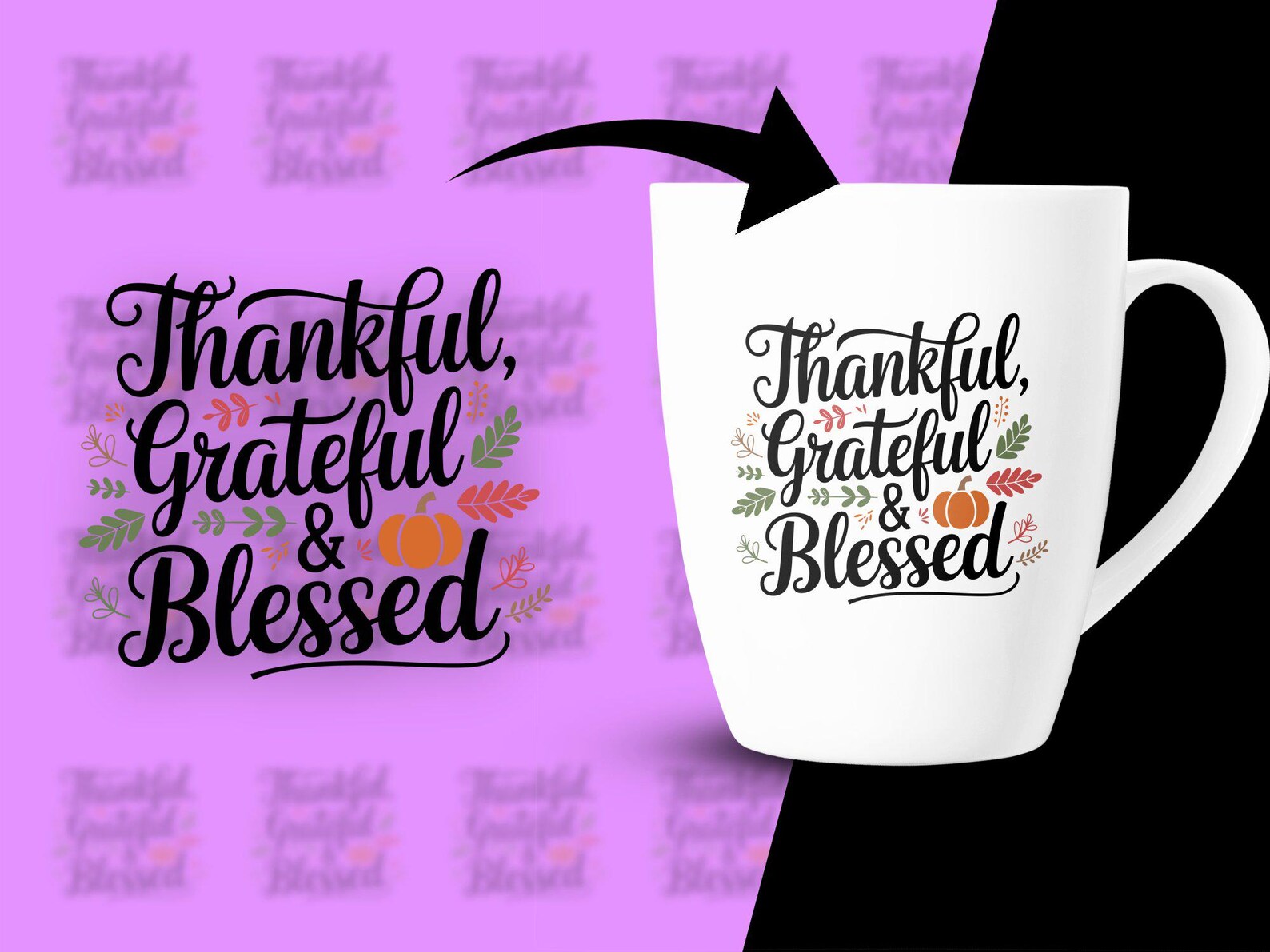 Thankful Grateful Blessed Digital Art Download - Fall Pumpkin Design ...