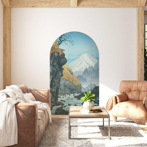 Landscape Arch Wall Stickers - Mountain and River Scene, Arched Wall ...