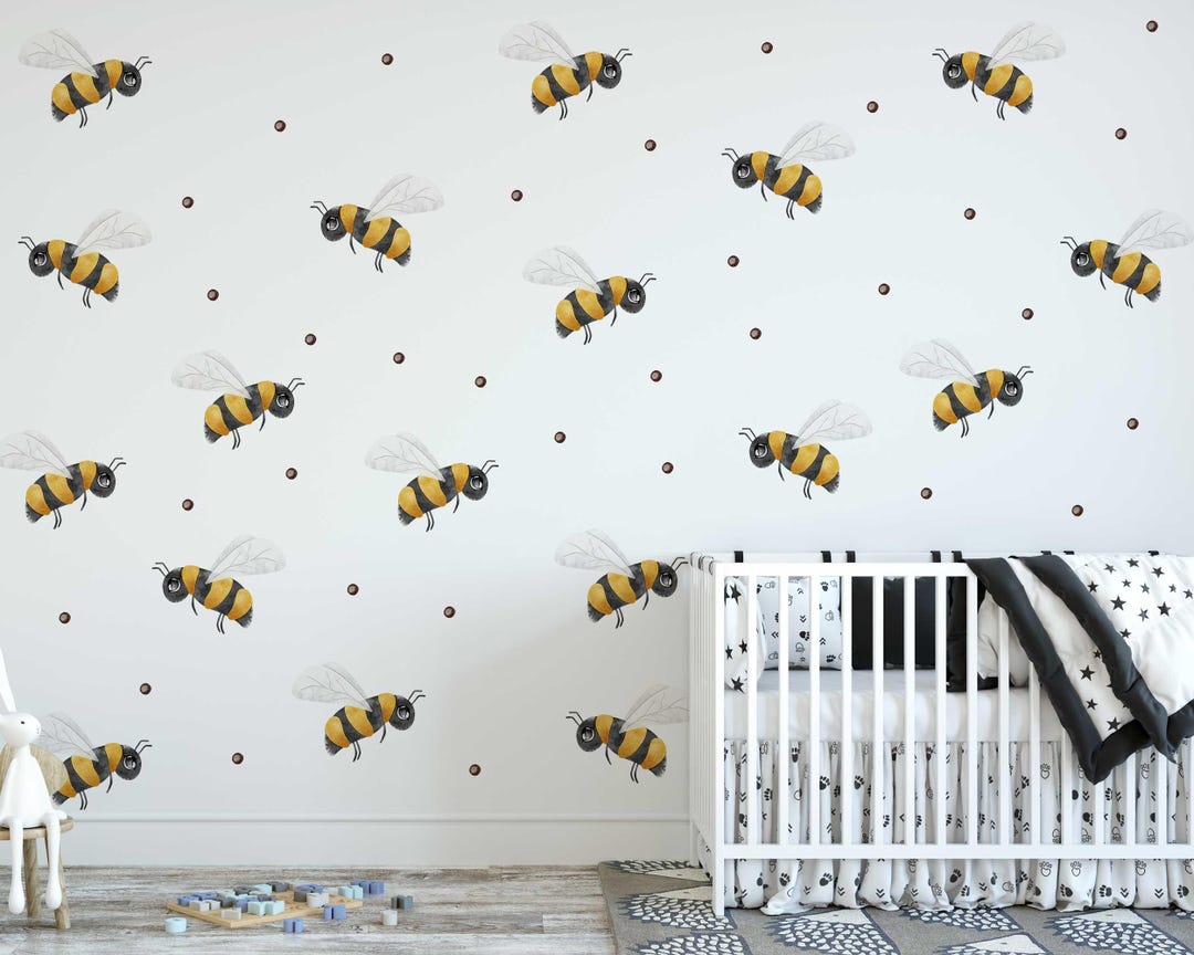 Honey Bee Wall Sticker for Kids Room - Cute Nursery Wall Sticker ...