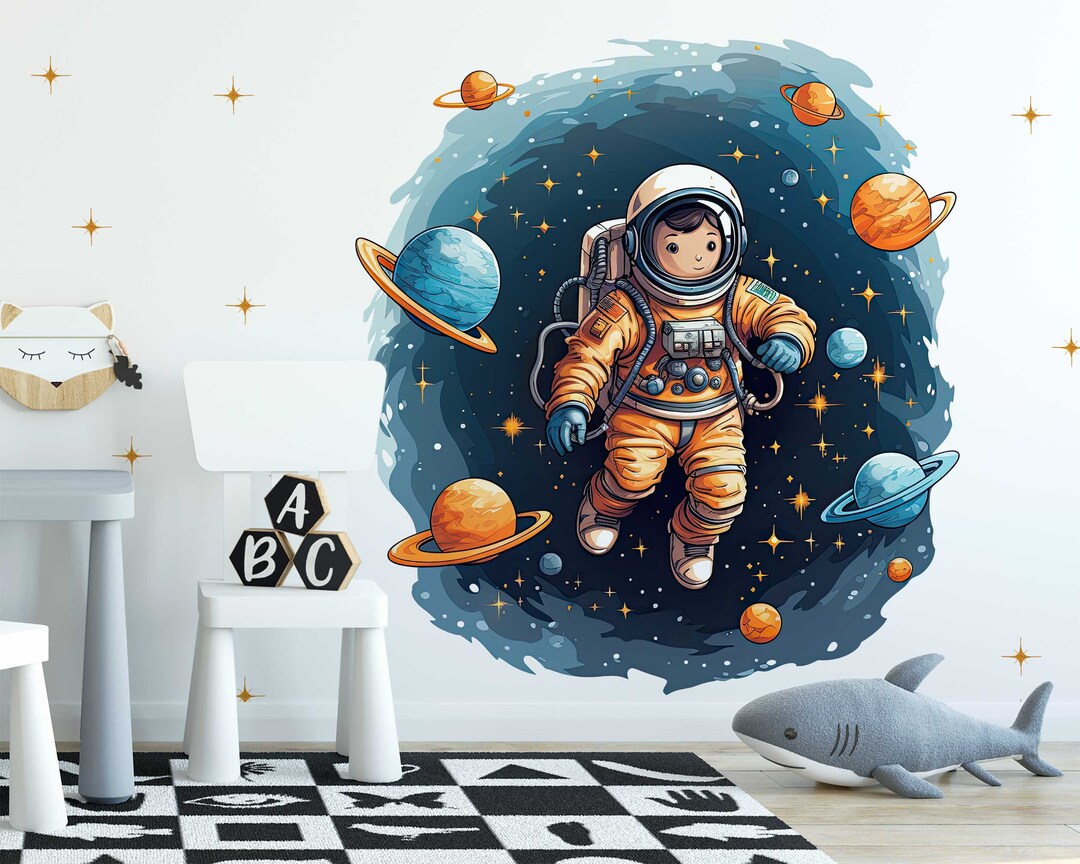 Whimsical Astronaut Wall Stickers - Space Theme With Planets, Nursery ...