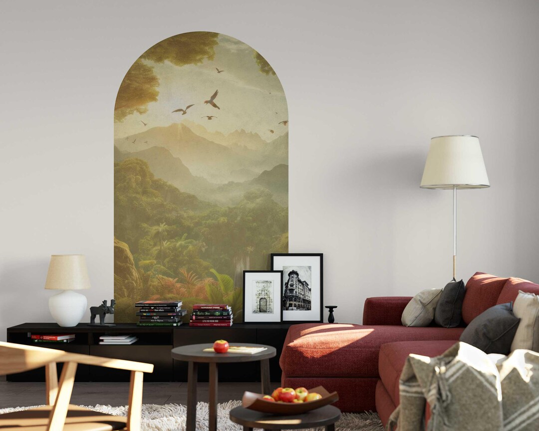 Vintage Nature Landscape Arch Wall Decal, Botanical Removable Wall ...