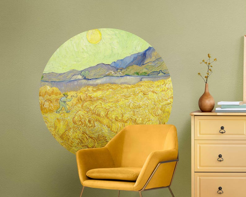 Vincent Van Gogh Wheat Field Circle Wall Sticker Large Headboard Mural ...