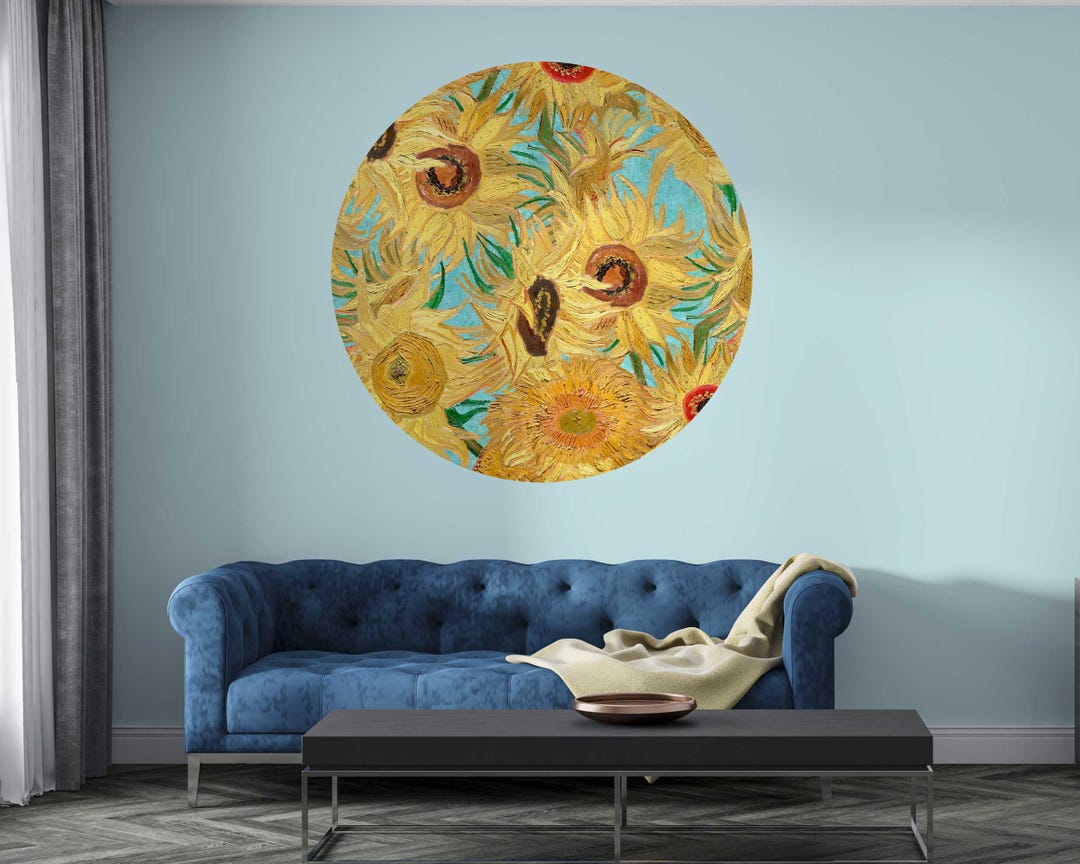 Vincent Van Gogh Sunflowers Circle Wall Sticker Large Round Headboard ...