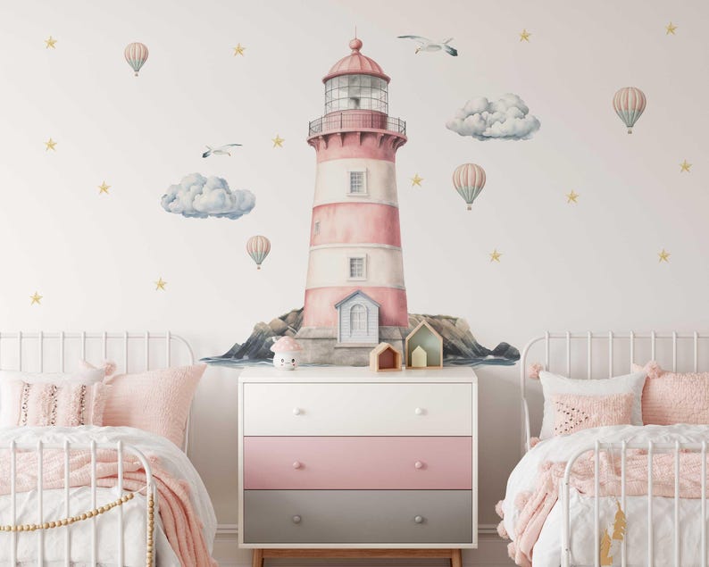 Watercolor Lighthouse Wall Art - Nautical Wall Decor With Birds ...