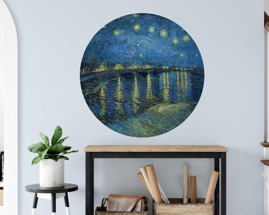 Van Gogh Starry Night Circle Wall Sticker - Large Wall Decal Oil ...